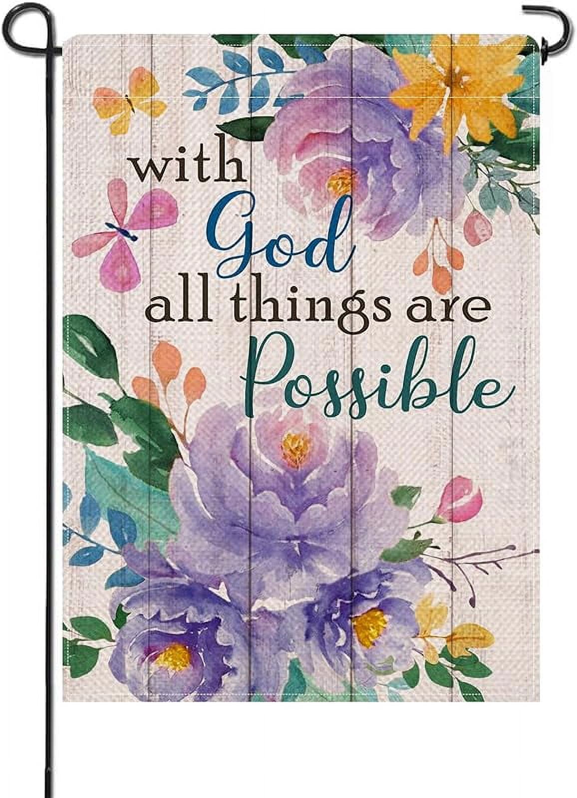 with God all Things are Possible Christian Home Decorative Garden Flag ...