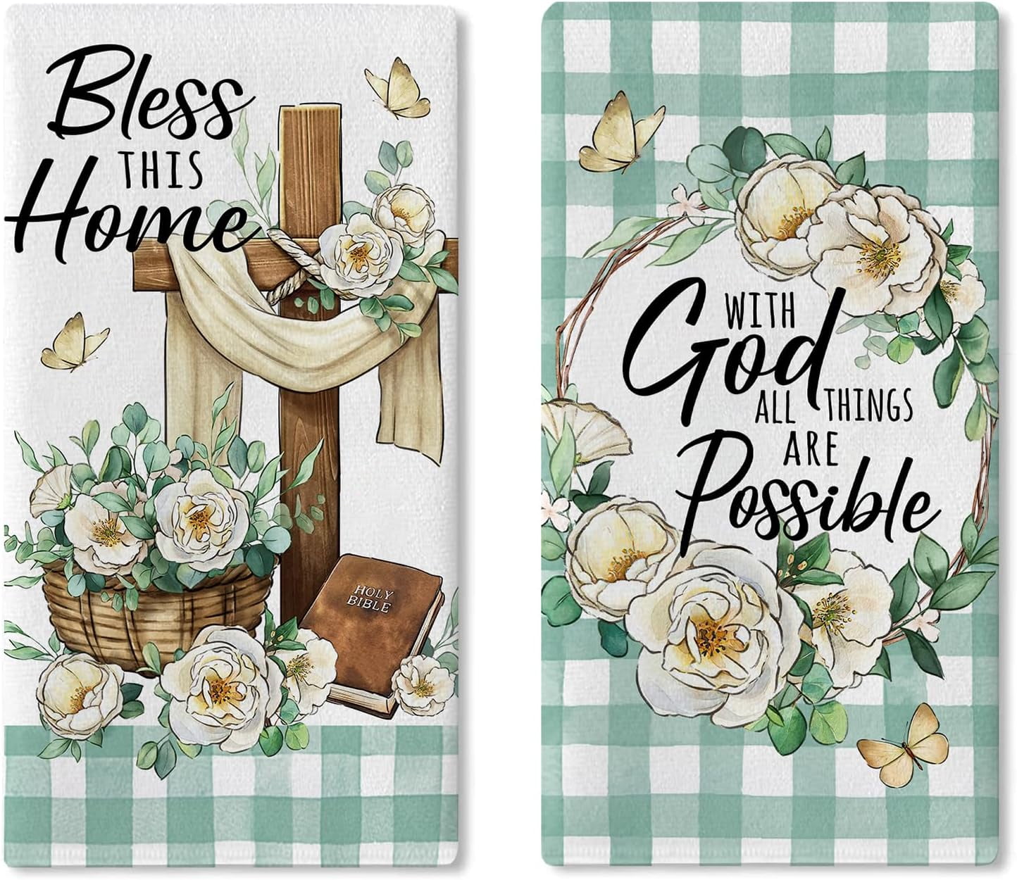 with God All Things are Possible Christian Kitchen Dish Towels Set of 2 ...