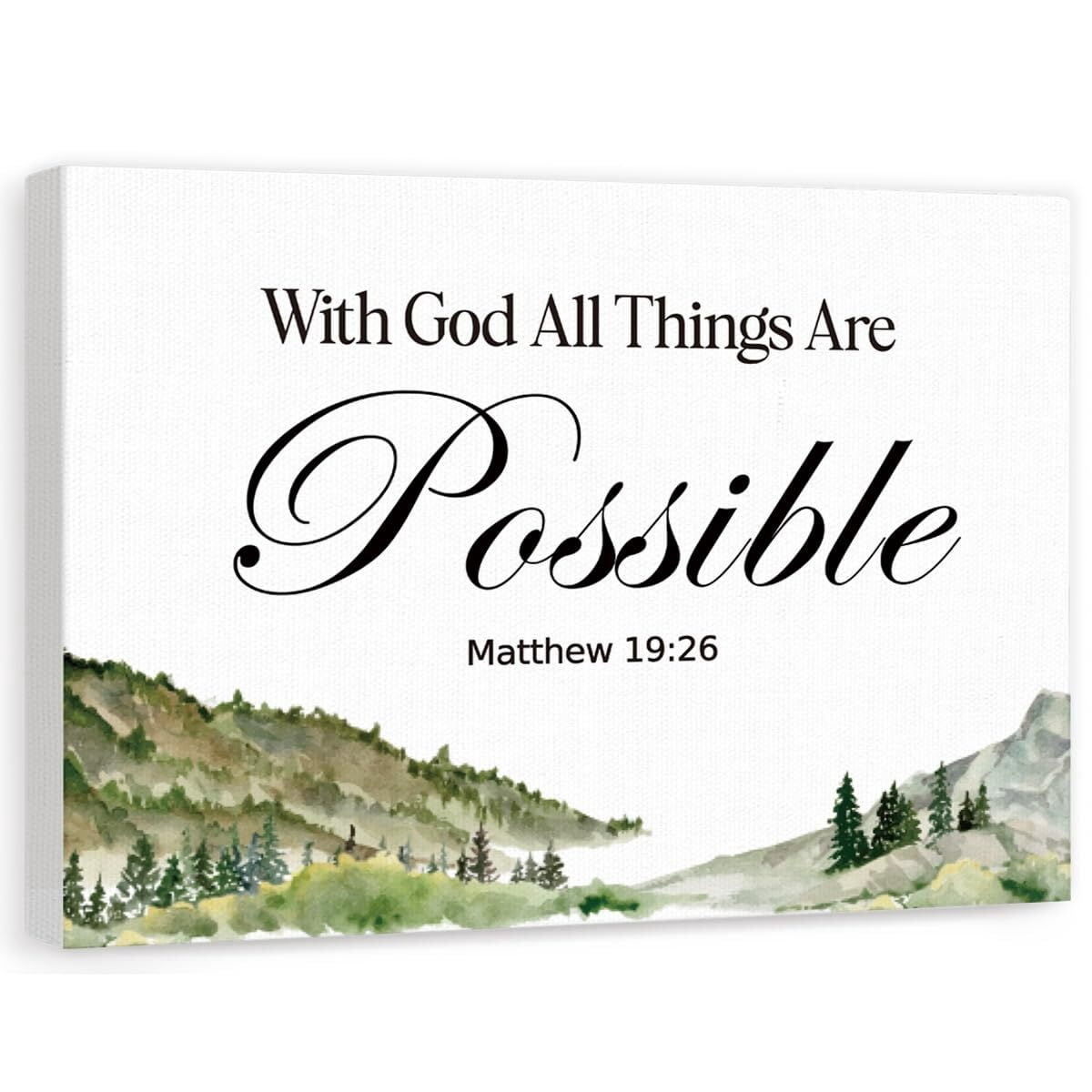 With God All Things Are Possible Inspirational Bible Verse Canvas Wall ...
