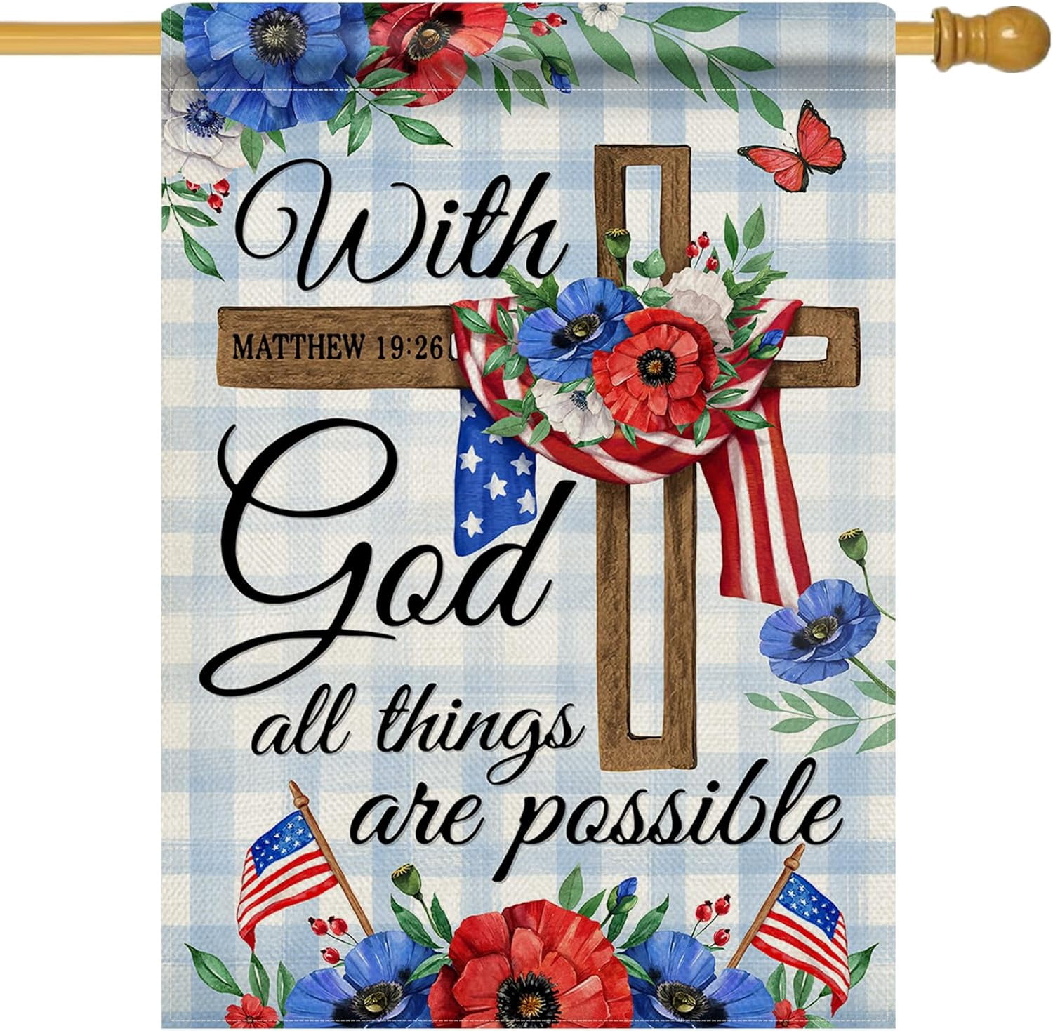 With God All Things are Possible July 4th Patriotic Decorative House ...