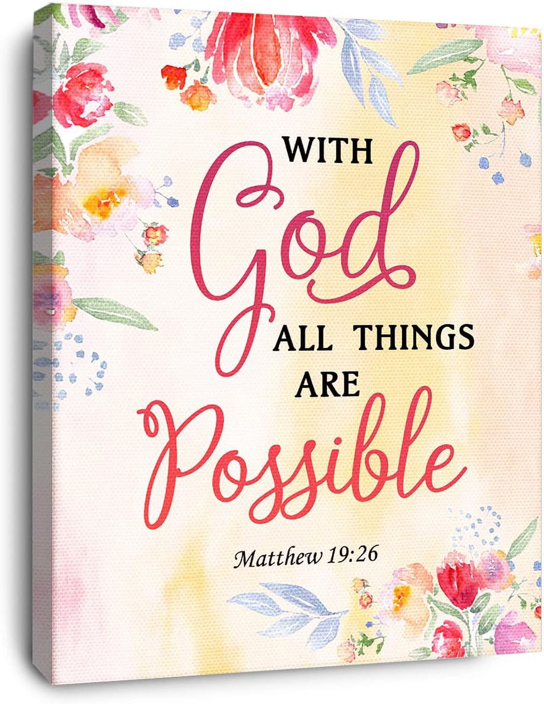 With God All Things Are Possible Matthew 19:26 Canvas Wall Art,Bible Verse Scripture Canvas ...