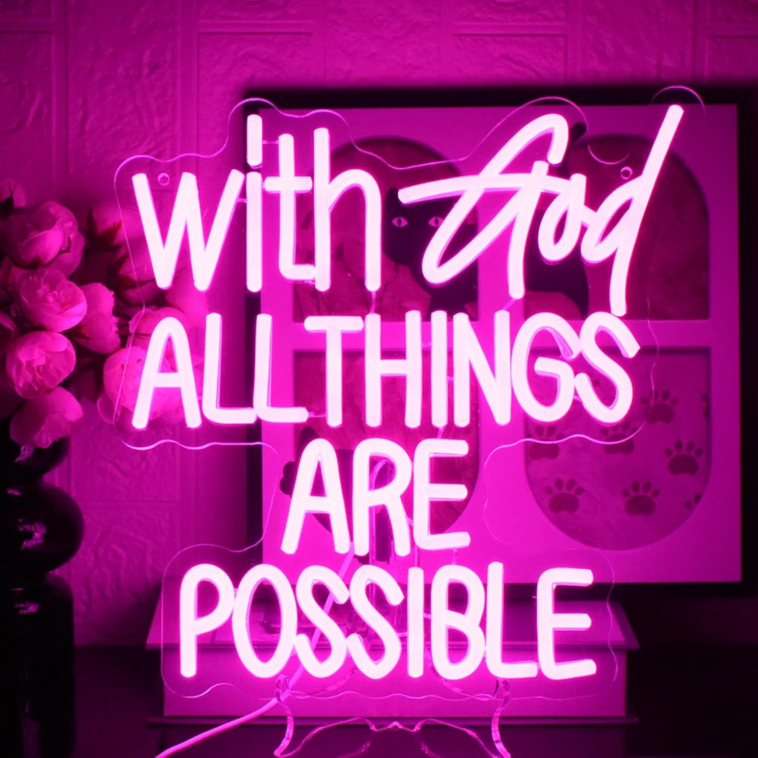 With God All Things Are Possible Neon Sign Pink God Led Lights for Wall ...
