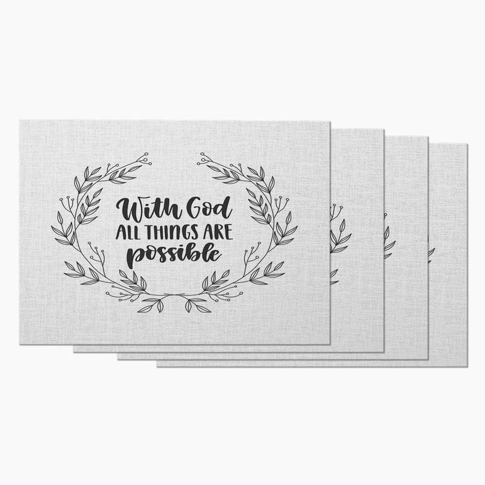 with God All Things are Possible Placemats Handwritten Letter Quote ...