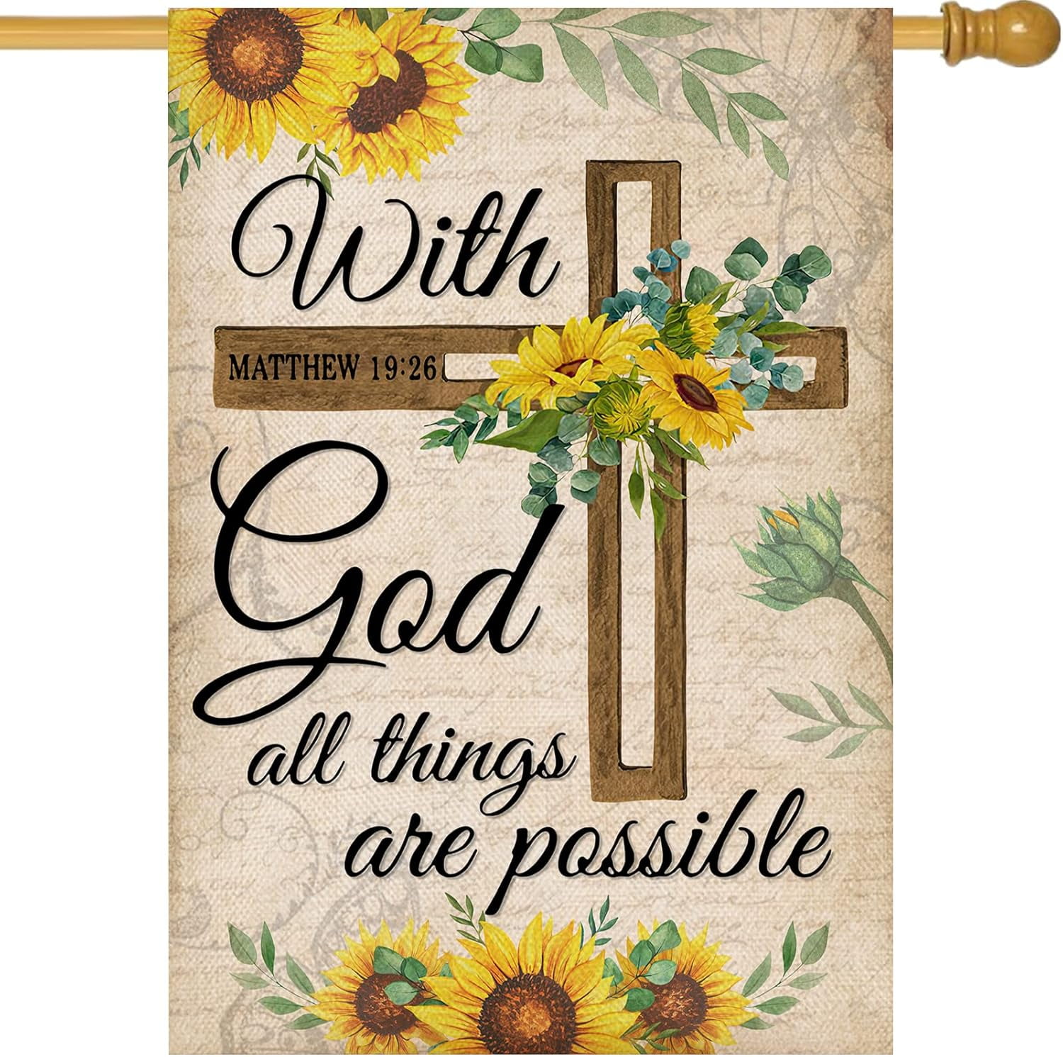 With God All Things Are Possible Religious House Flag,Cross Summer ...