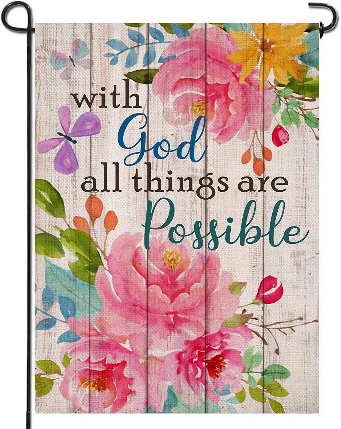 with God all Things are Possible Spring Home Decorative Garden Flag ...