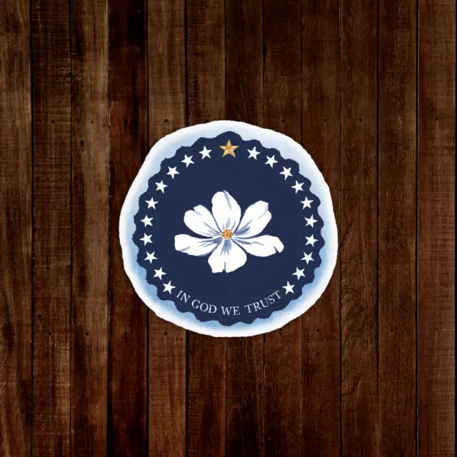 In God We Trust Magnolia Flower American Flag Sticker Decal Patriotic ...