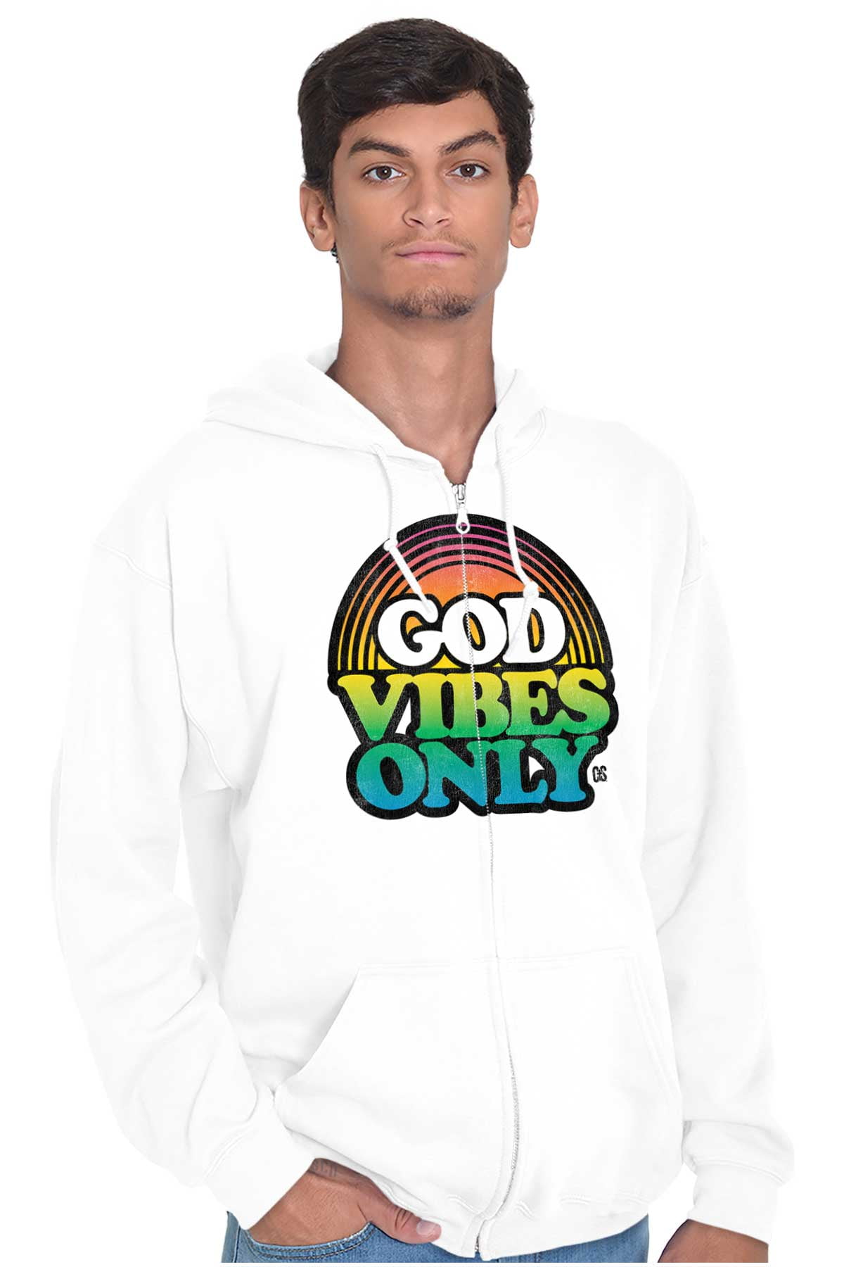 God Vibes Only Good Feels Religion Unisex Plus Size Zip Hoodie Brisco ...