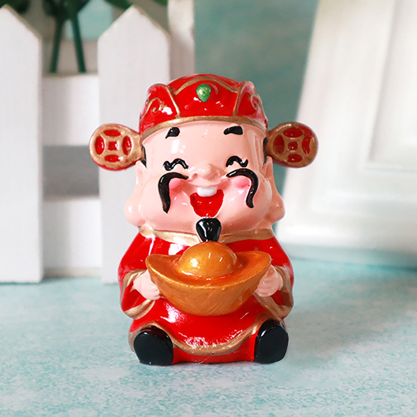 God Of Wealth Couple And Small Monk Models Mini Feng Shui Statue Little ...