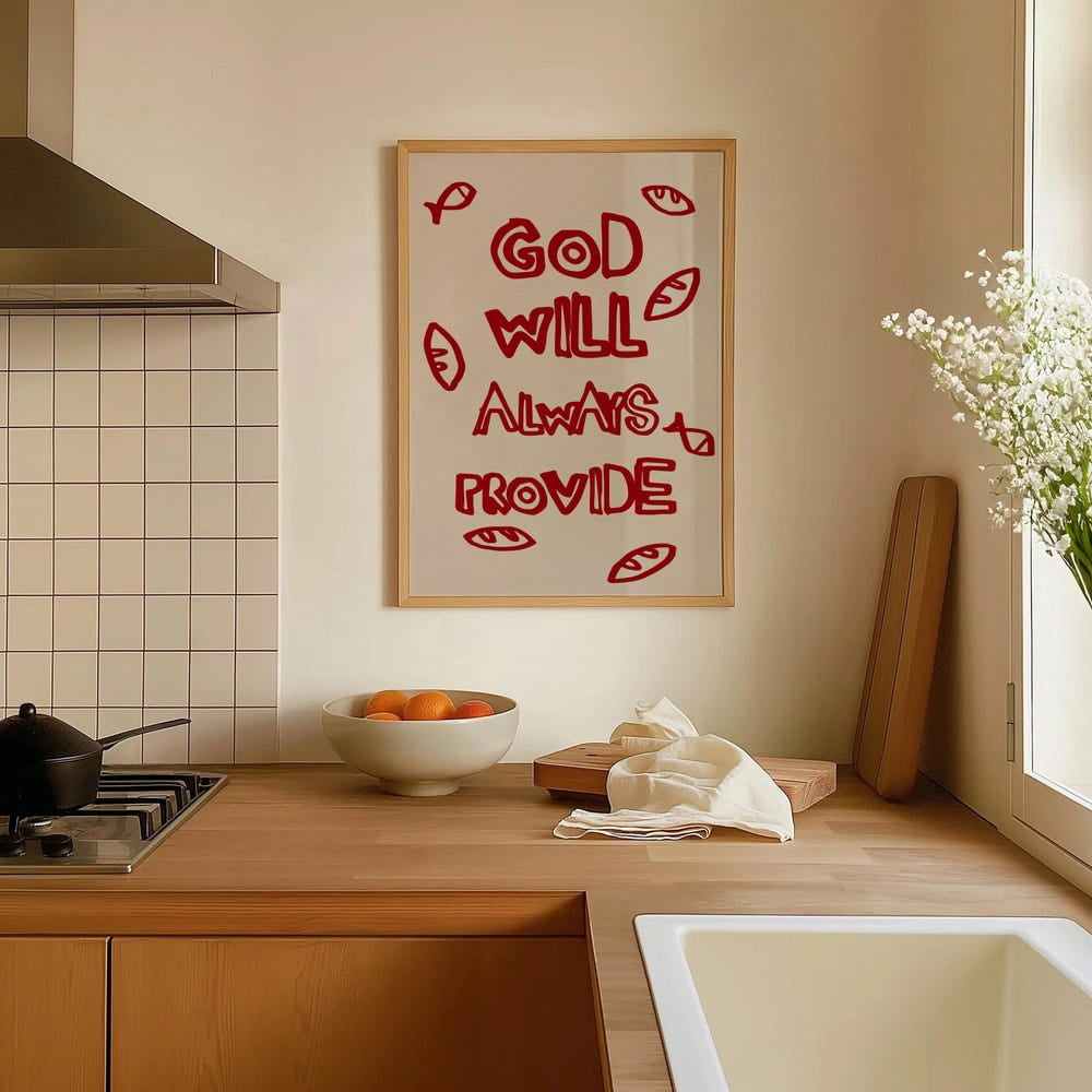 God Will Always Provide (Red) Trendy Christian Bible Verse Wall Art ...