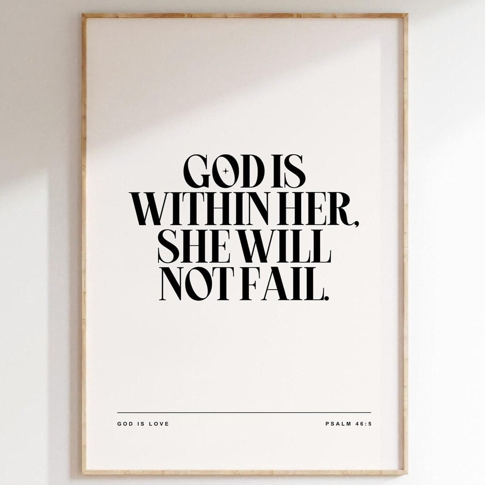 God Is Within Her She Will Not Fail Print Psalm 46 5 Minimalist ...
