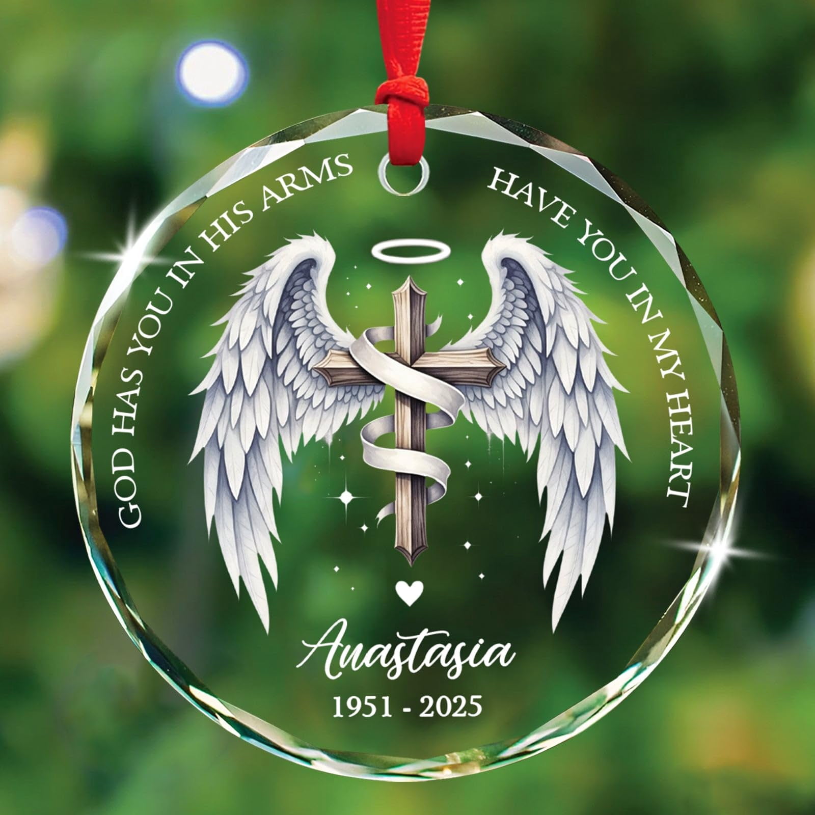 God Has You in His Arms Have You in My Heart Glass Ornament 2025 ...