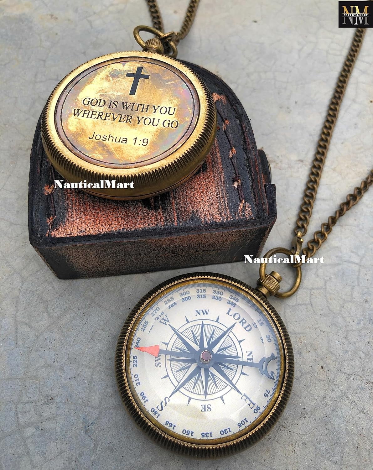 God is with You Wherever You Go Engraved Compass with Authentic Leather ...