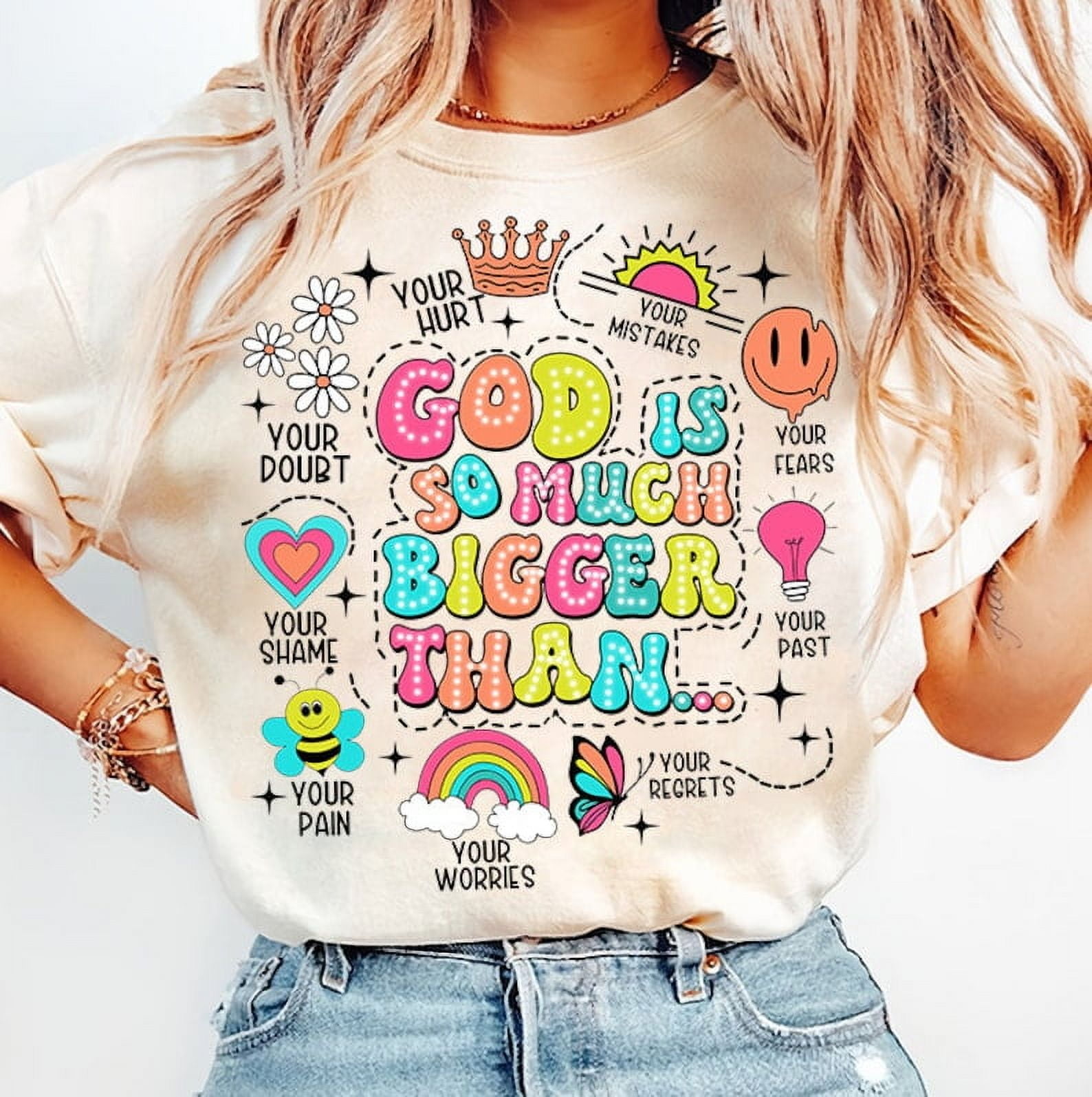 God is Bigger Design Retro Christian Bible Affirmations Dear Person ...