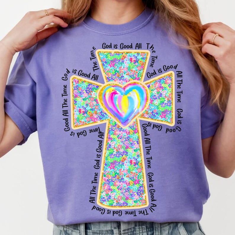 God is Good All The Time Shirt, Glitter Floral Easter Cross Shirt ...