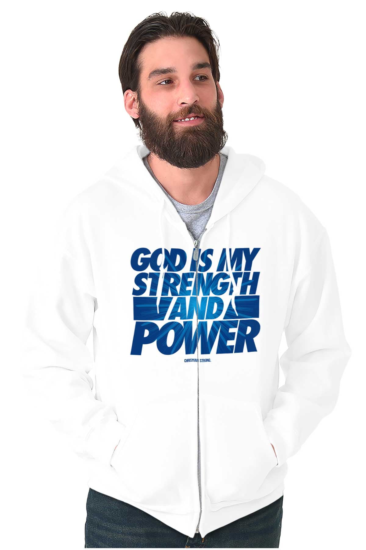 God is My Strength and Power Unisex Plus Size Zip Hoodie Brisco Brands ...