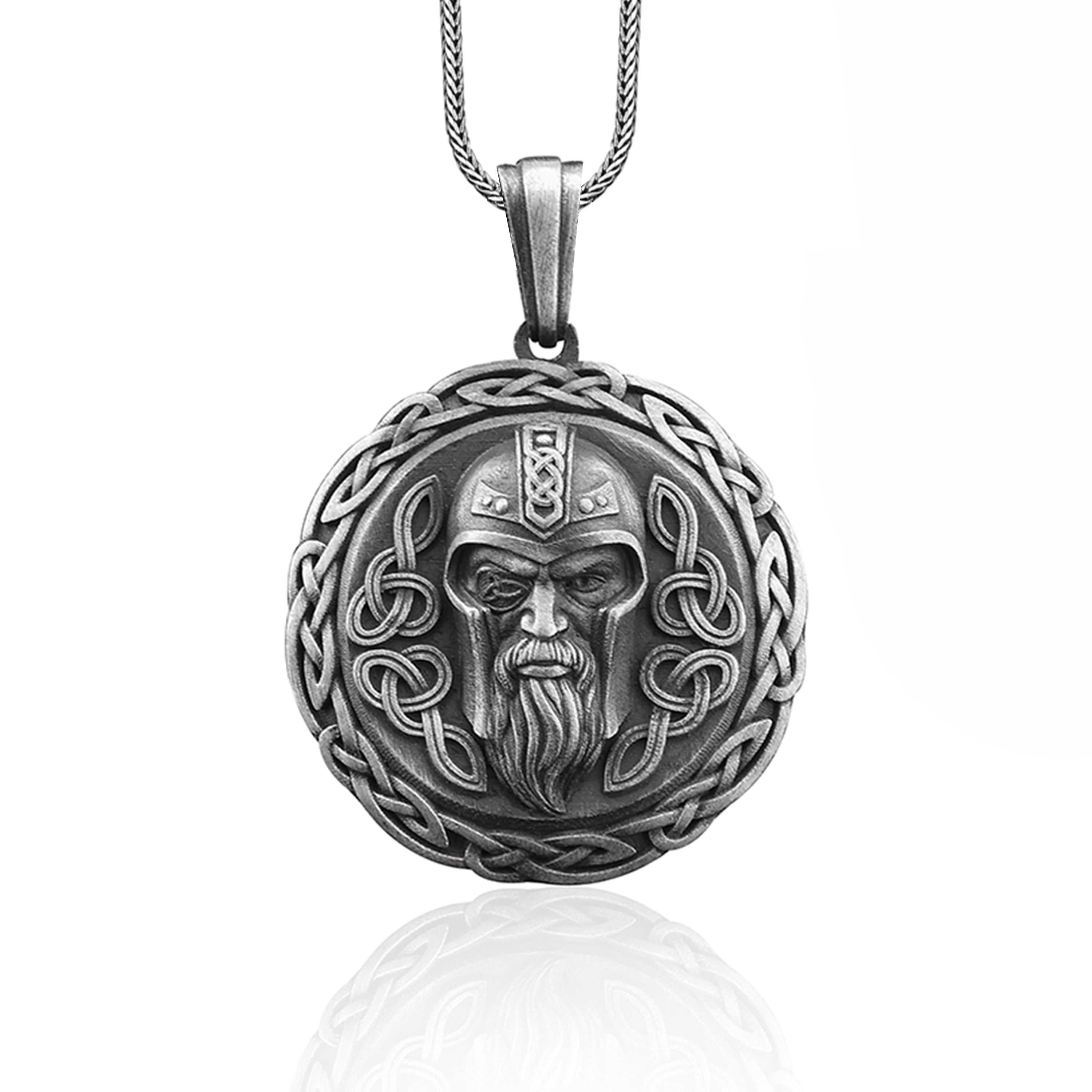 God odin head pendant necklace for men in oxidized silver, Norse mythology necklace for best ...