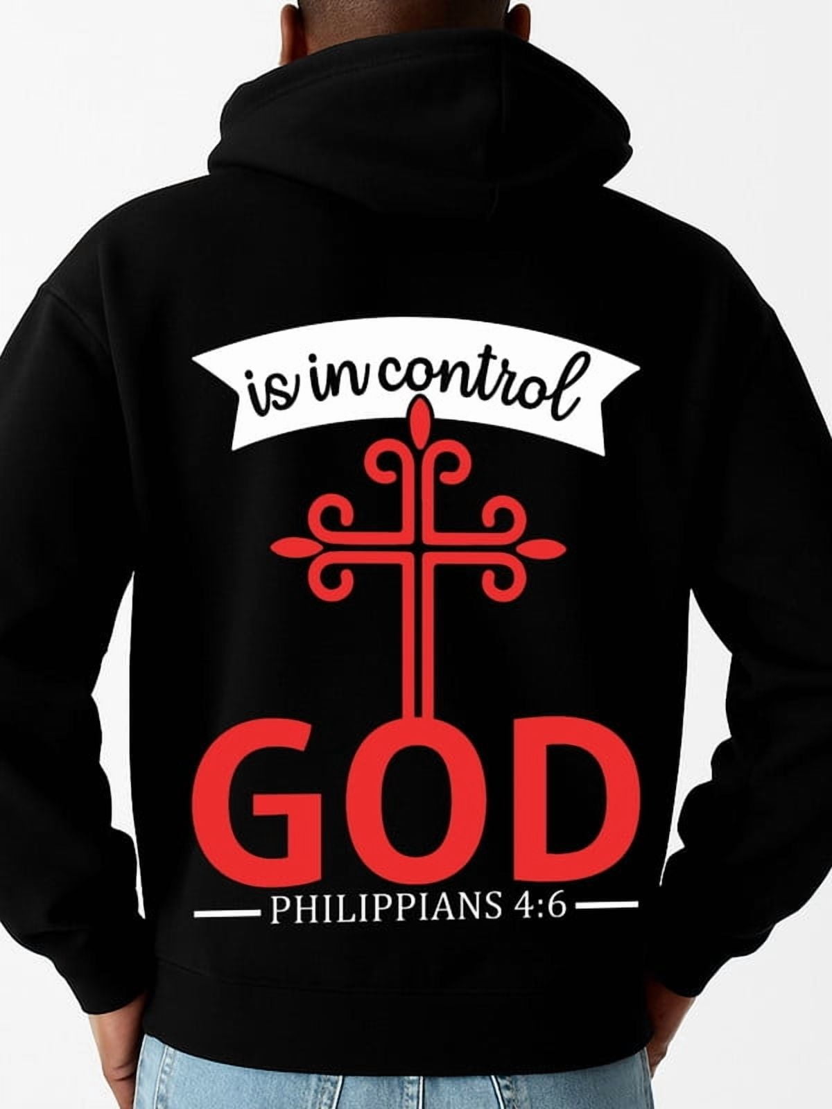God's Control graphic hoodies Christianity men regular fit black ...