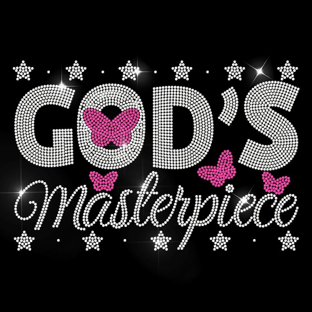 God's Masterpiece Rhinestone Iron on Decal Butterfly Stars Hotfix ...