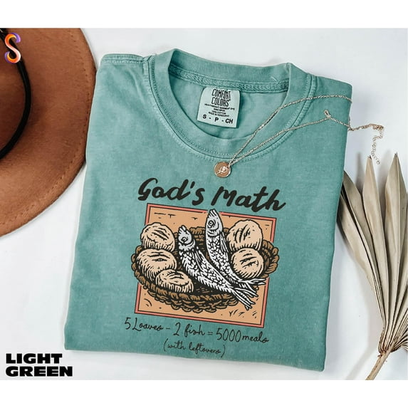 God's Math T-Shirt, Funny Christian Shirt, Loaves and Fishes Shirt ...