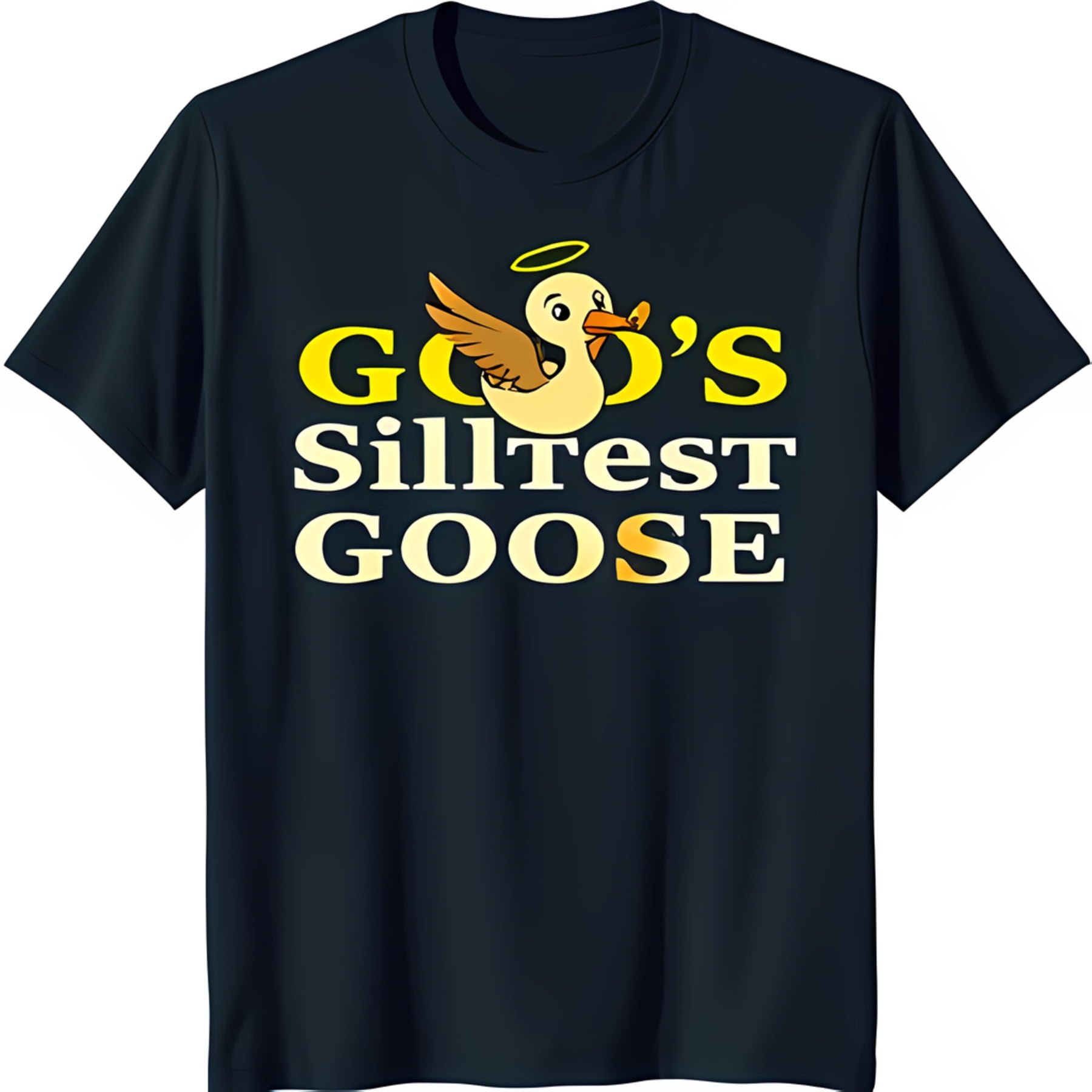 God's Silliest Goose Black T-Shirt Fun Graphic Tee with Cartoon Goose ...