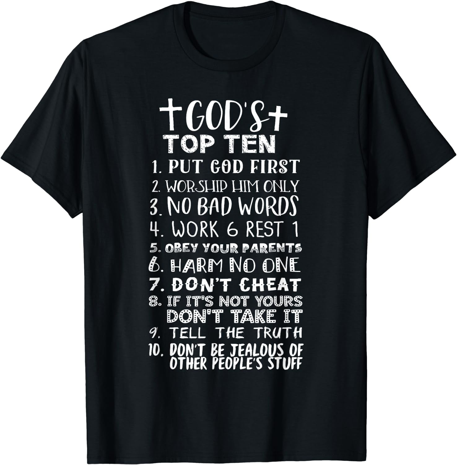 God's Top Ten 10 Commandments Jesus Christian Bible Verse T-Shirt ...