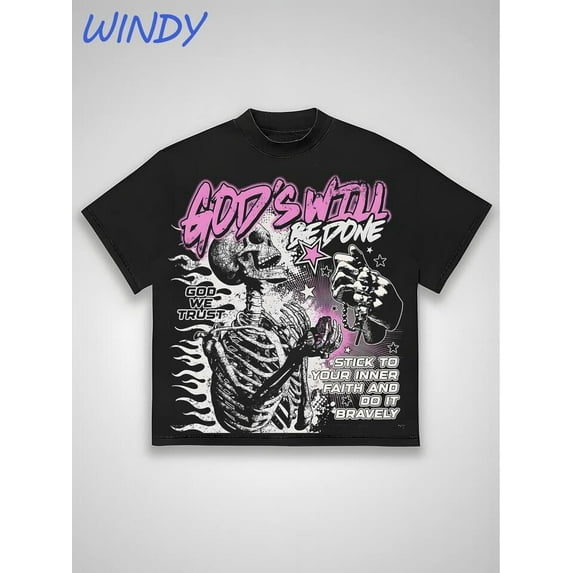 God’s Will Graphic Skeleton Faith Streetwear Tee Bold Spiritual ...