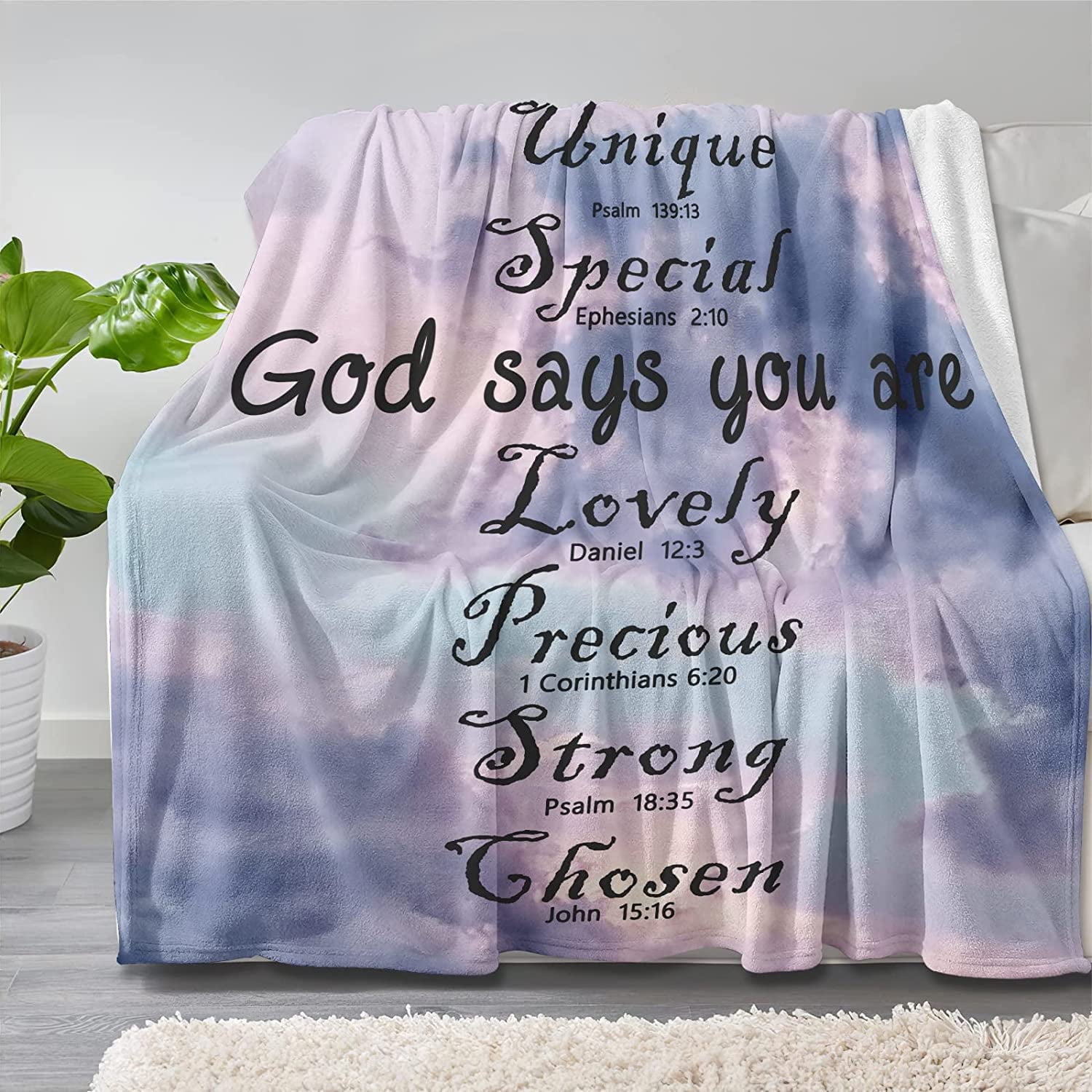 Blessed Sayings: God Says You are Scripture Blanket, Soft Cozy Flannel ...