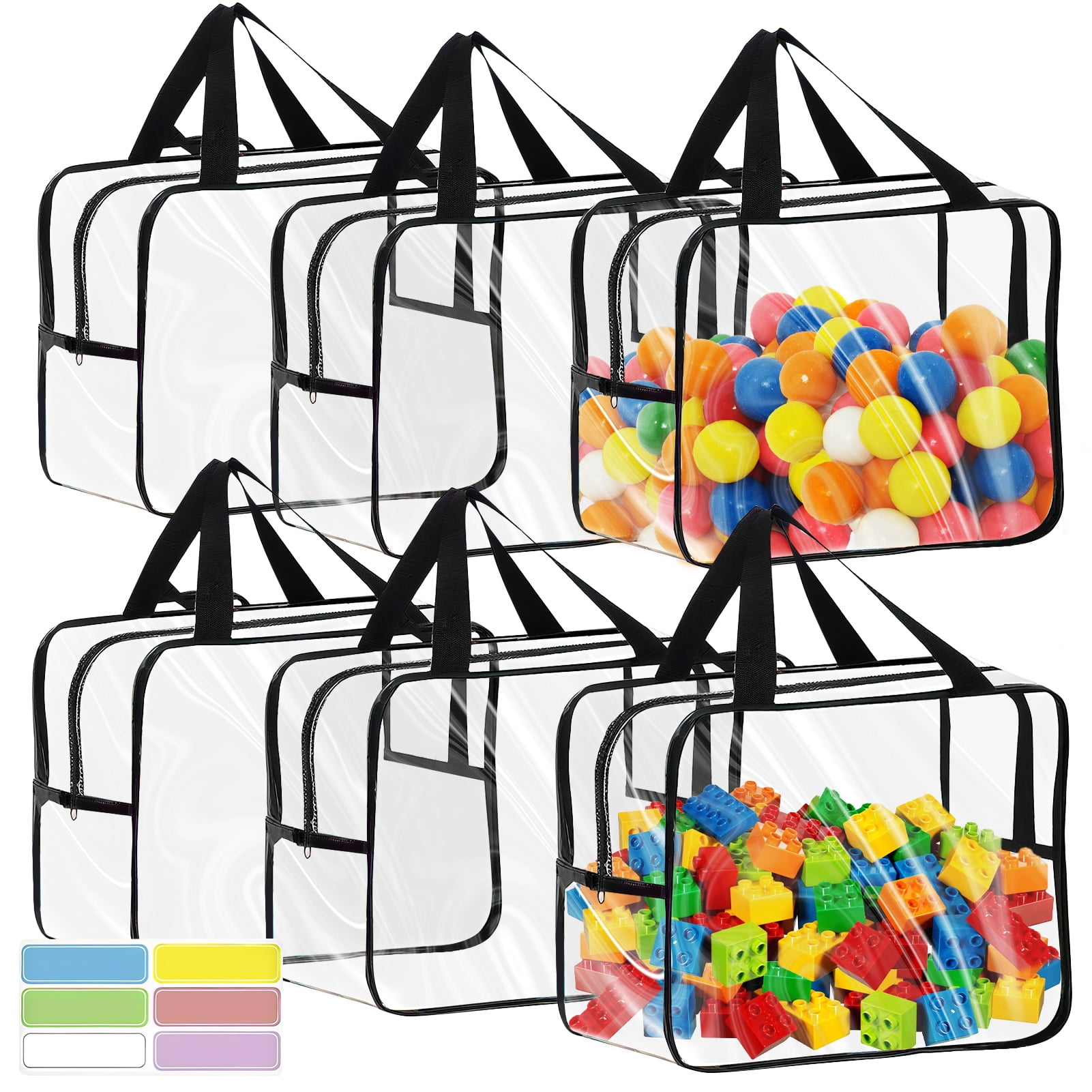 Godance 6 Packs Clear Toy Storage Bags, Large Transparent Toy ...