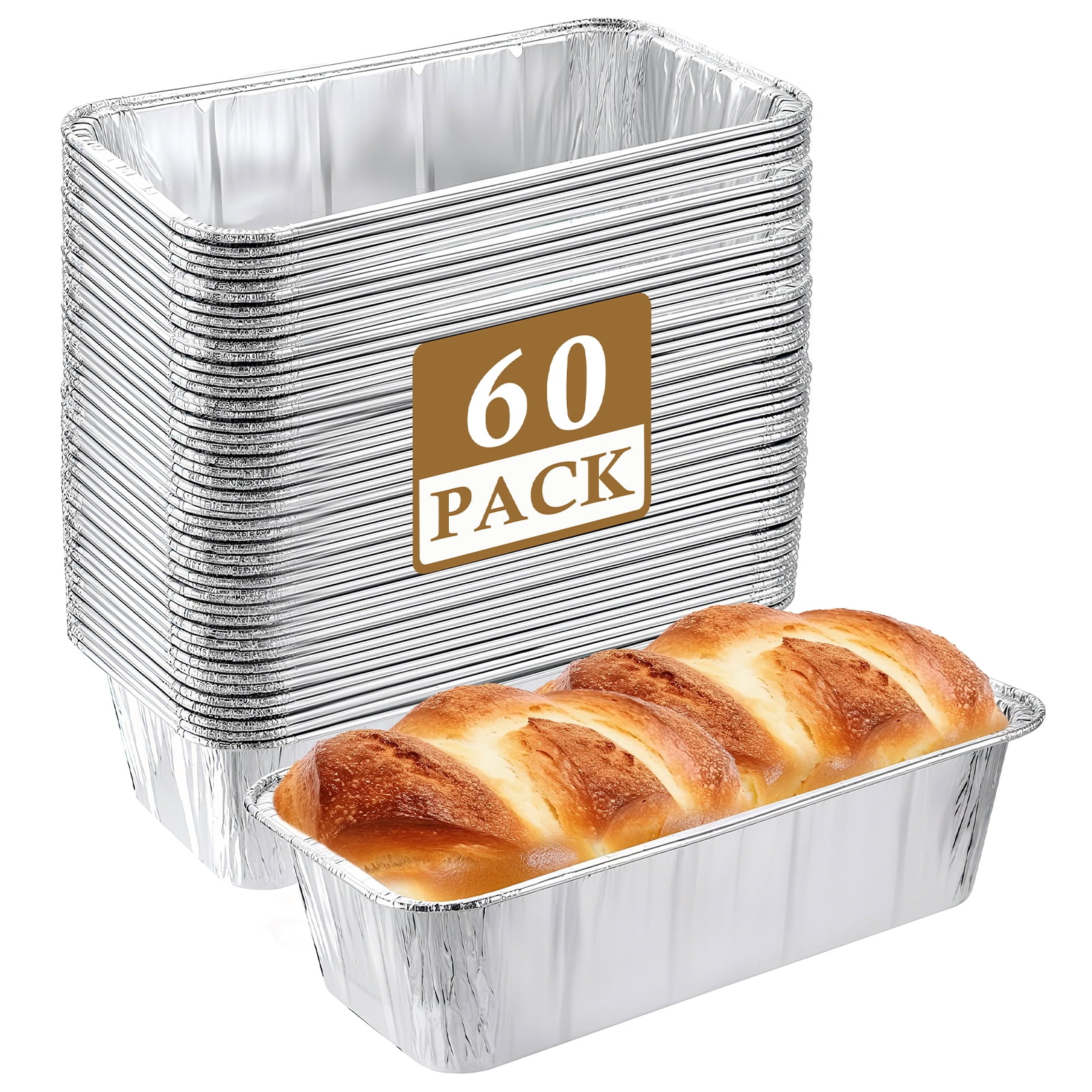 Godance 60 Pack Aluminum Mini Loaf Baking Pans, 1Lb Heavy Duty ...