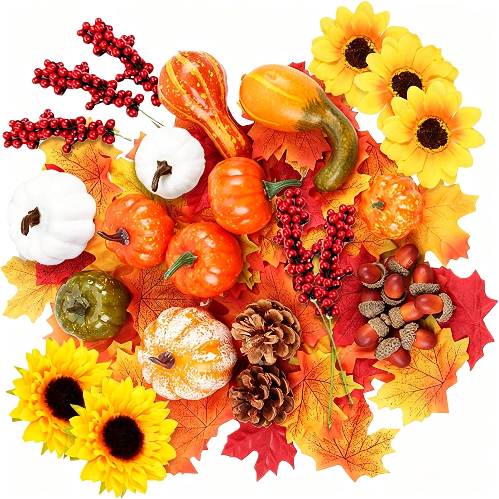 Godance 96 Pcs Assorted Small Artificial Fake Pumpkins and Gourds with ...