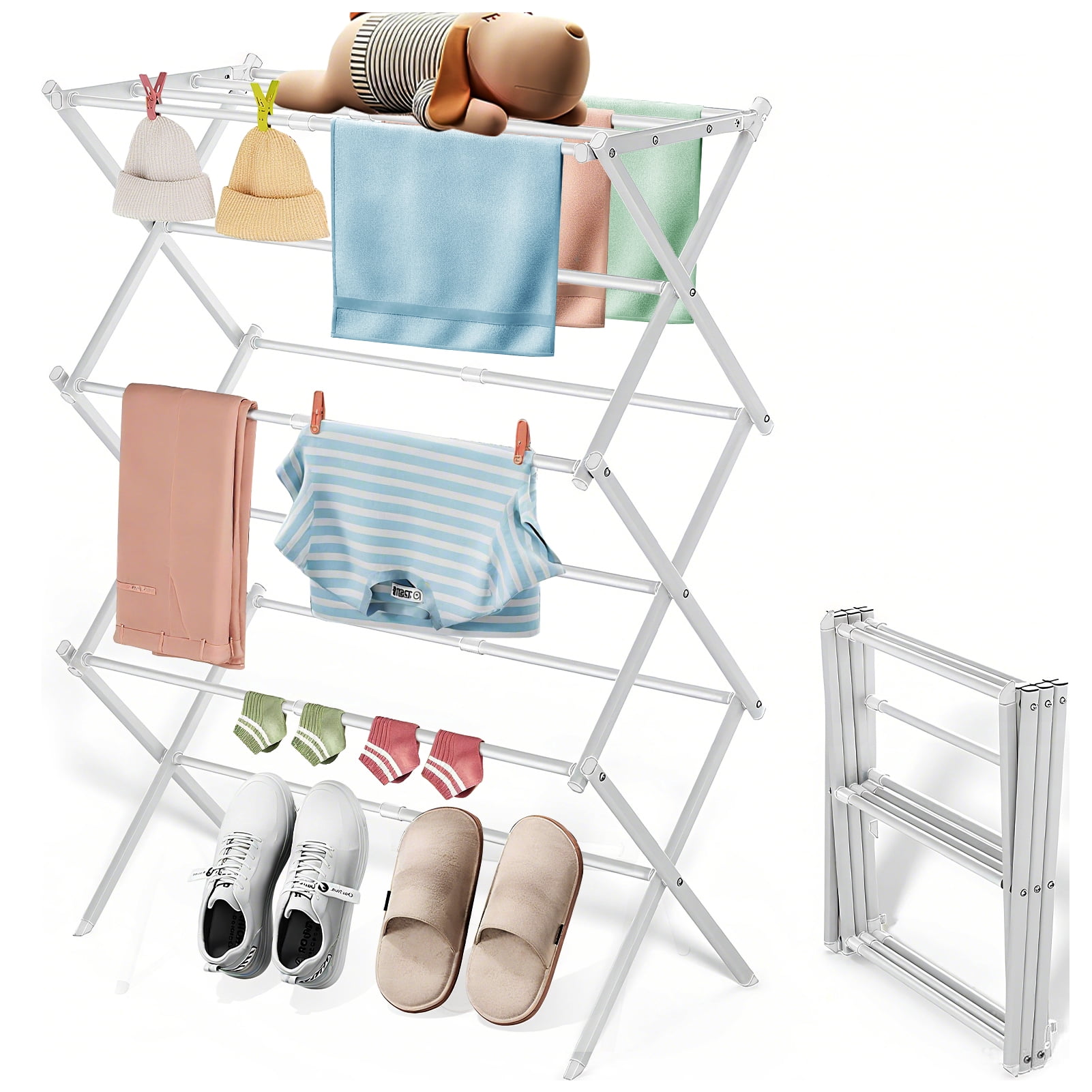 Godance Foldable Clothes Drying Rack, 3-Tier Collapsible Drying Rack ...