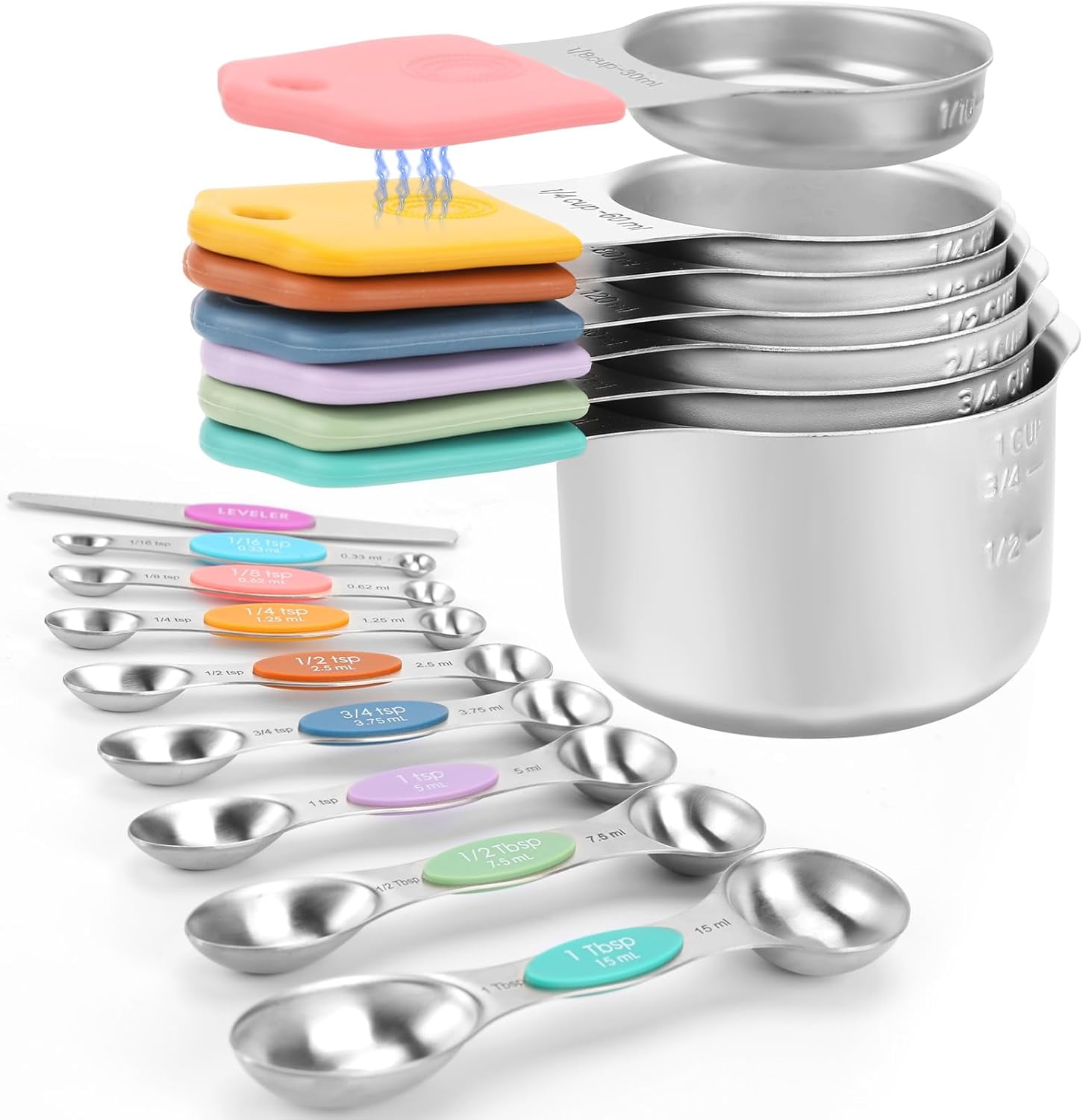 Godance Magnetic Measuring Cups and Spoons Set Including 7 Stainless ...