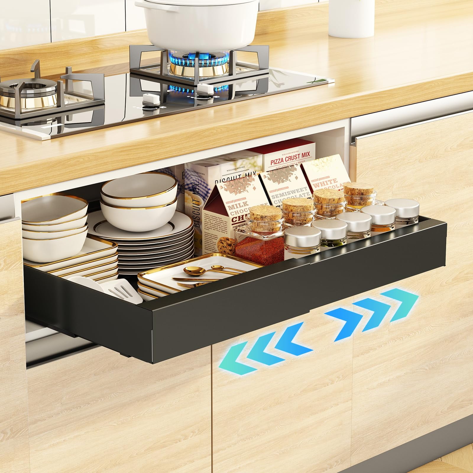 Godboat Pull Out Cabinet Organizer, Slide Out Drawers for Kitchen ...