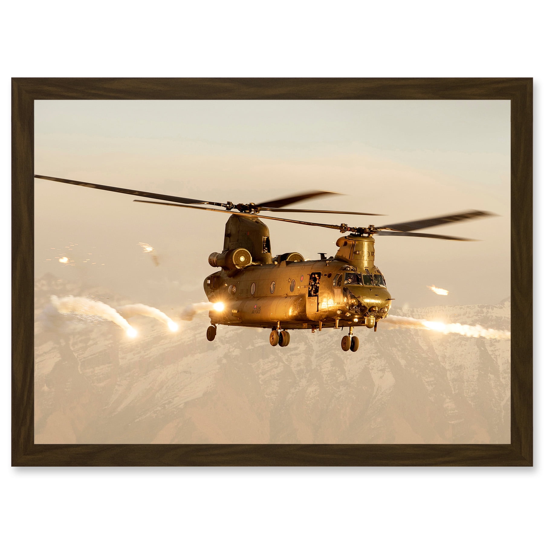 Goddard Military UK RAF Chinook Helicopter Photo Artwork Framed Wall ...