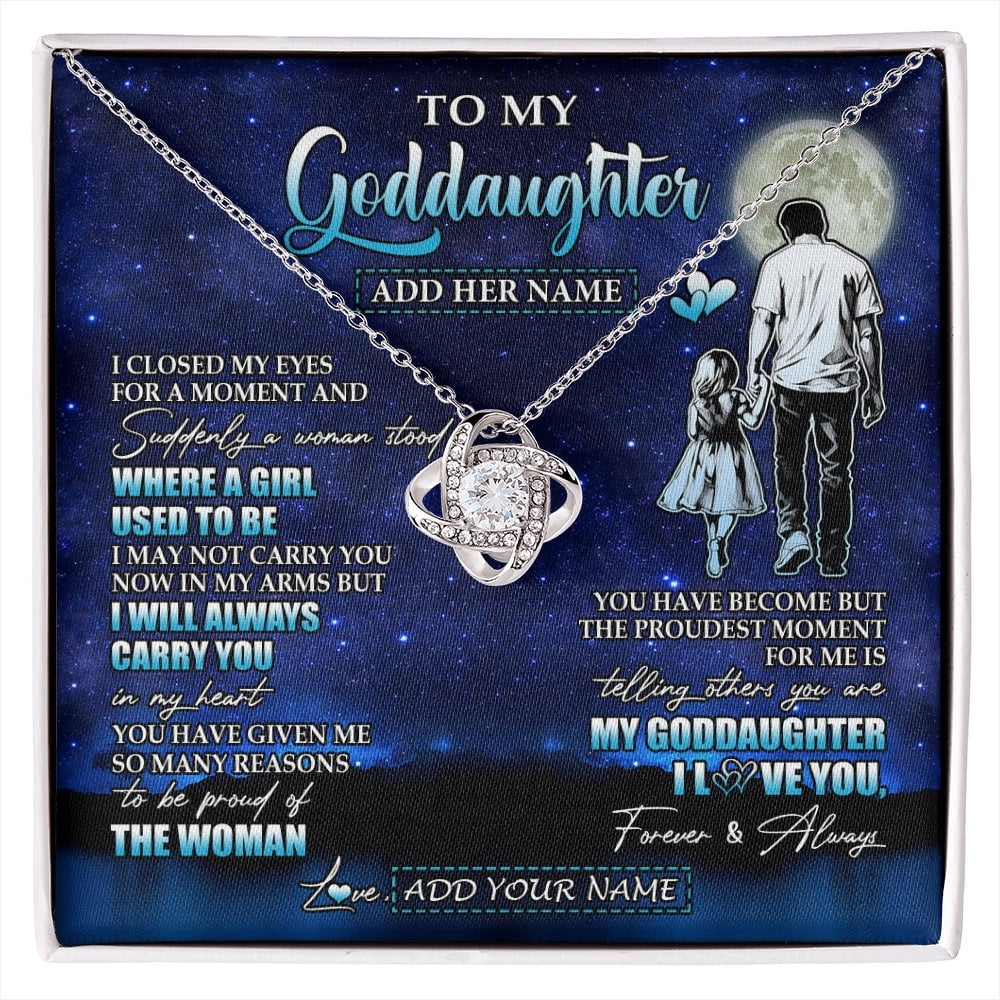 Goddaughter I Closed My Eyes Necklace, Gold Love Knot Necklace ...