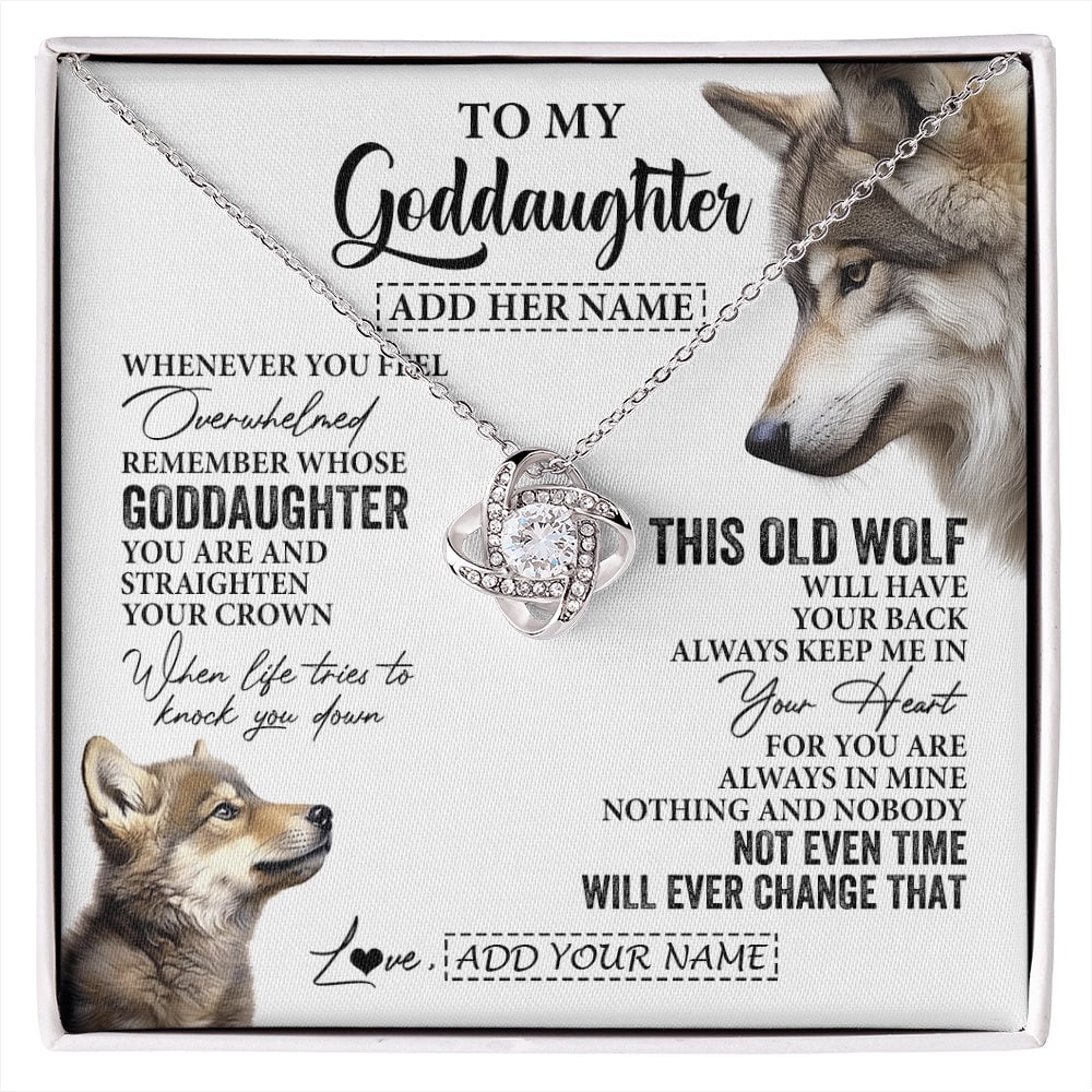 Goddaughter Wolf Love Necklace, White Love Knot Necklace - Walmart.com