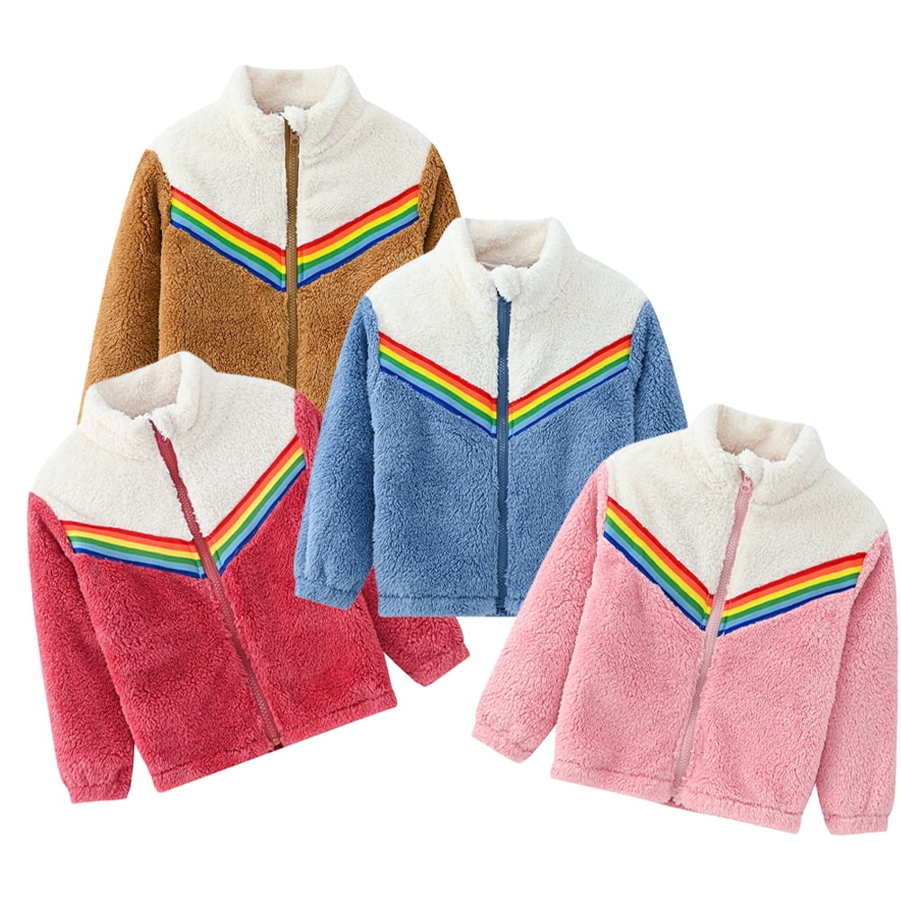 Godderr 1-7Y Boys Girls Fleece Jackets Coats Fall Winter Stand-Up ...