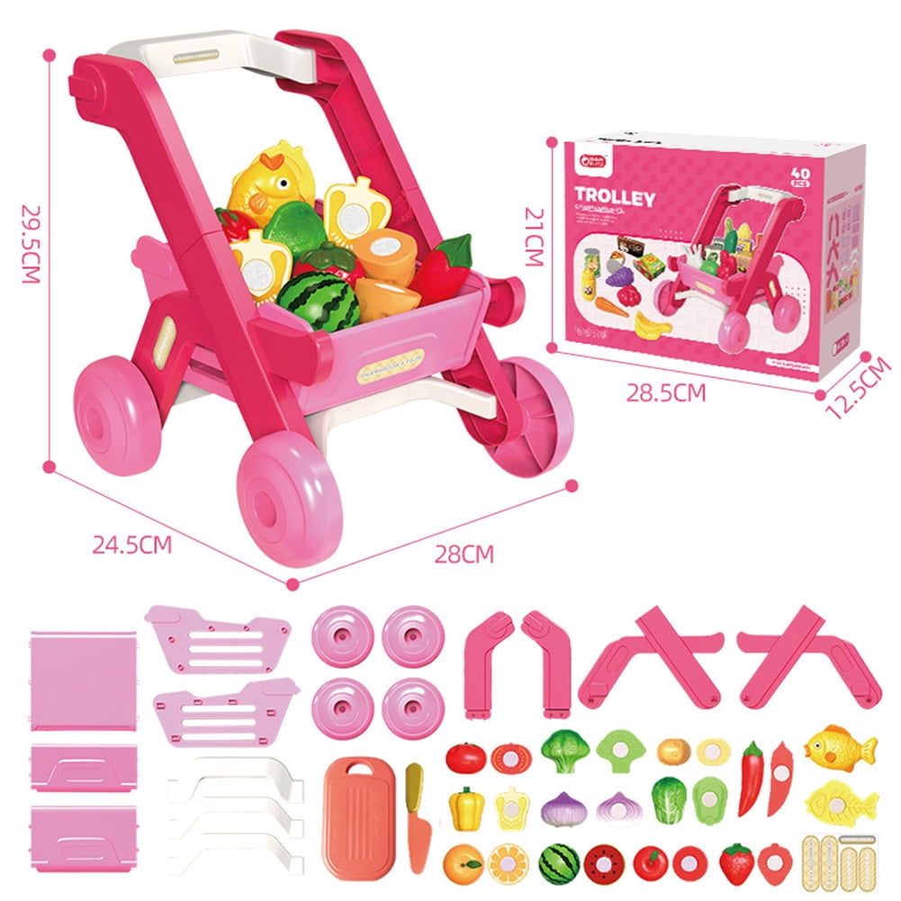 Godderr 11*9.7*11.6inch Kids Shopping Cart Toy Cart Simulation Toys ...