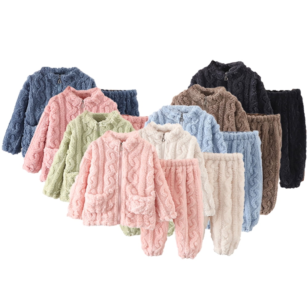 Godderr 12M-8T Kids Toddler Pajamas Set for Boys Girls Flannel Split ...