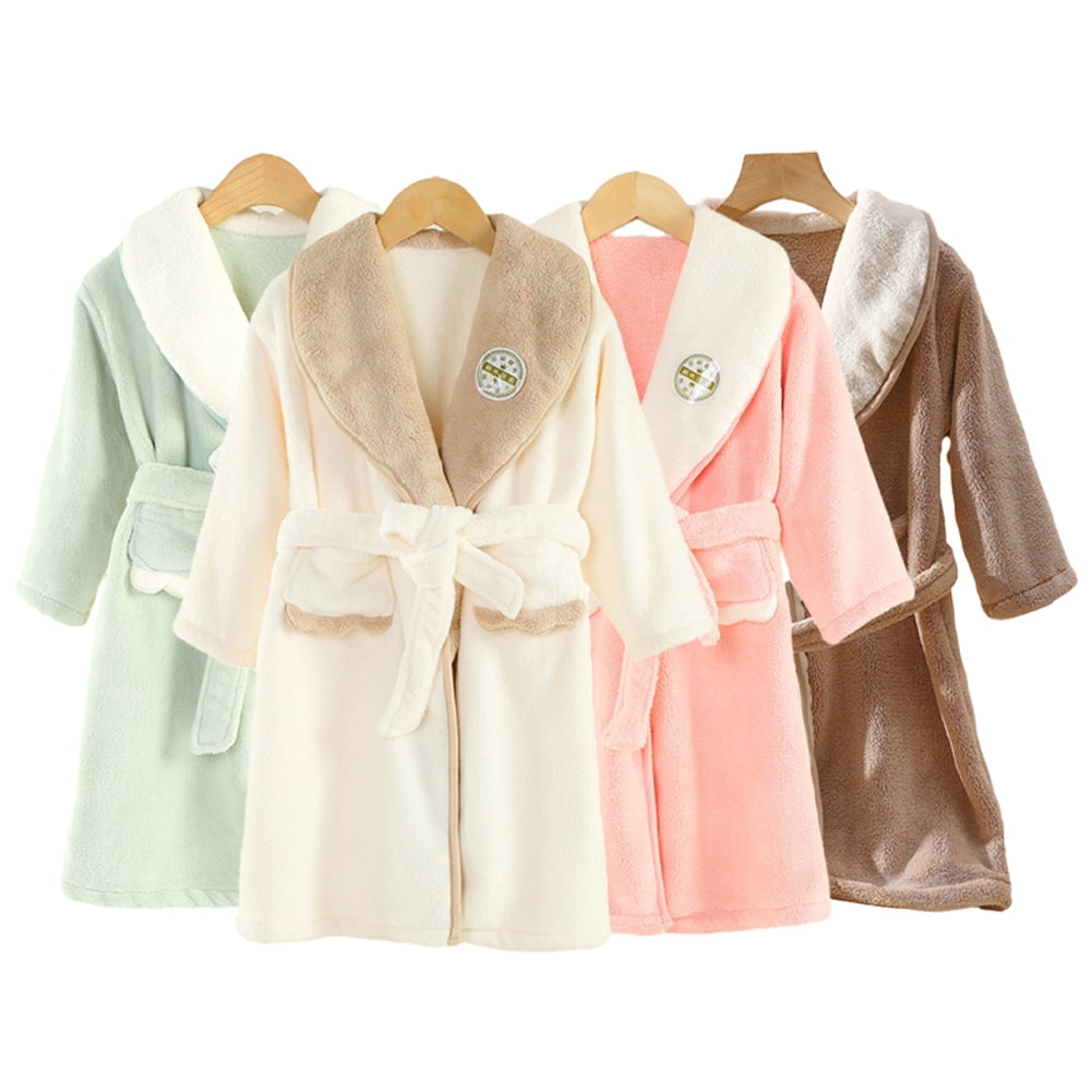 Godderr 3-12Y Kids Toddler Fleece Bathrobe for Boys Girls Solid color ...