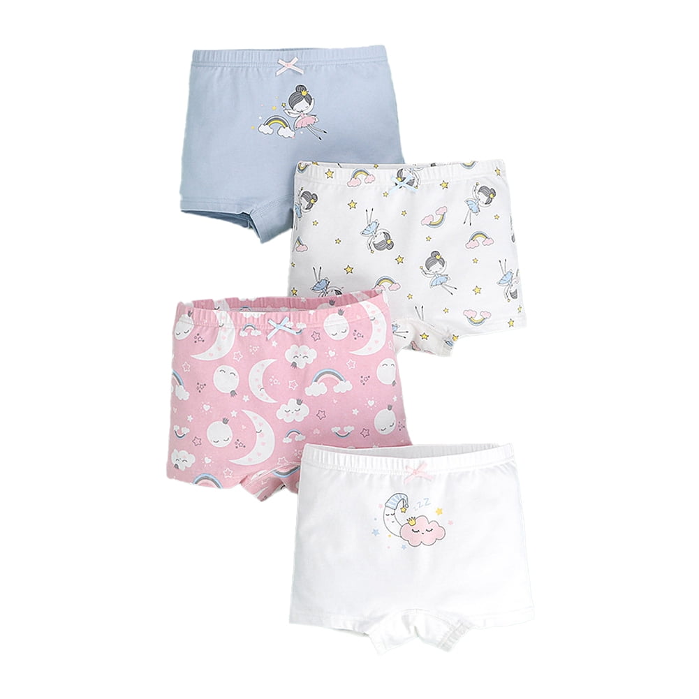 Godderr 4PCS Toddler Kids Girls Cotton Boxer Briefs 2-12 Years Baby ...