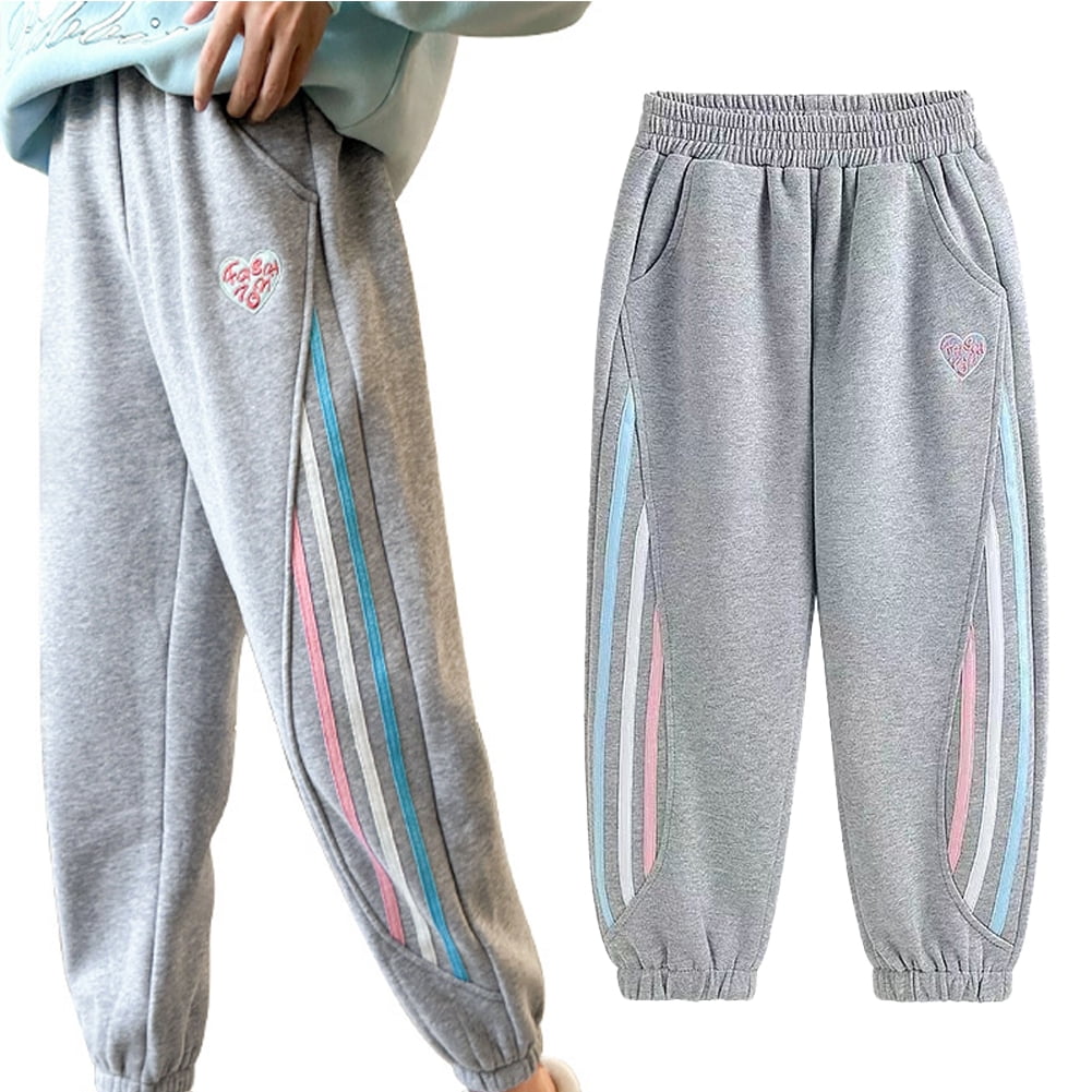 Godderr 5-14y Girls Winter Warm Sherpa Lined Sweatpants Jogger for Kids ...