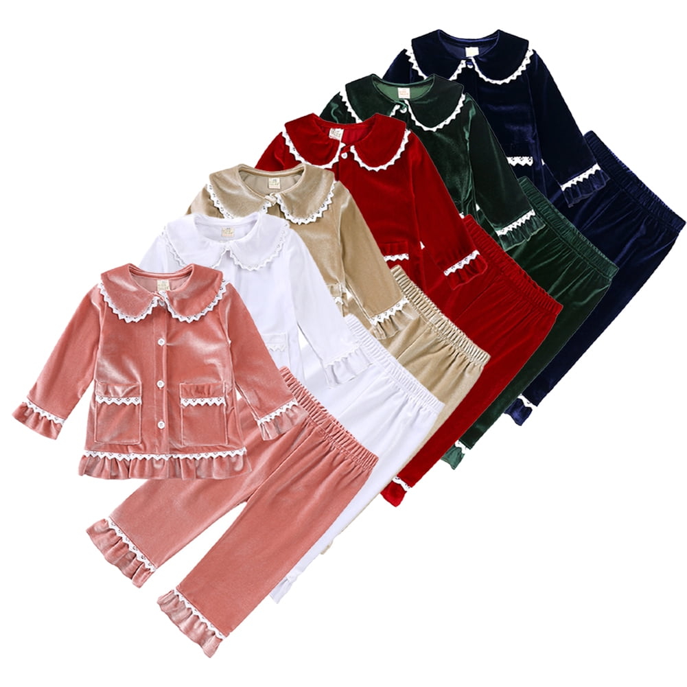 Godderr Baby Girls 2PCS Velvet Pajamas Set for Toddler Winter Sleepwear ...