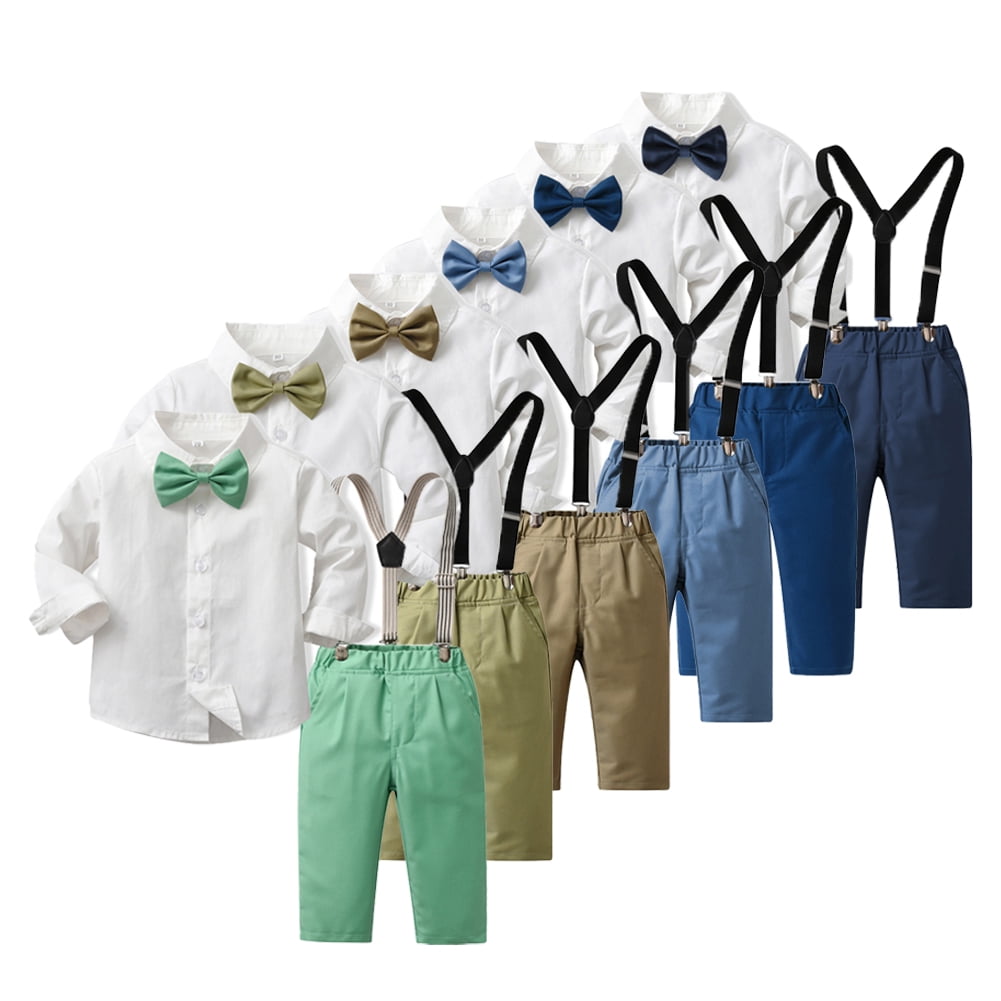 Godderr Baby Toddler Boy Formal Gentleman Suits Dress Shirt with Bowtie ...
