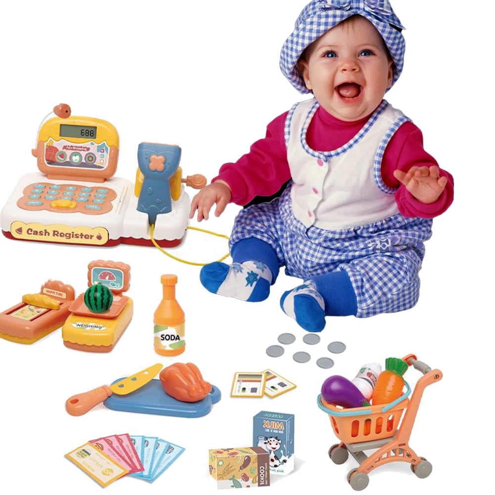Godderr Cash Register for Kids Toys with Scanner Pretend Talking ...