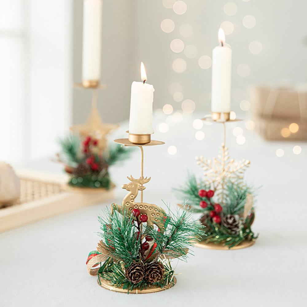 Godderr Christmas Candle Holders Christmas Tree Pine Cone Candelabra ...