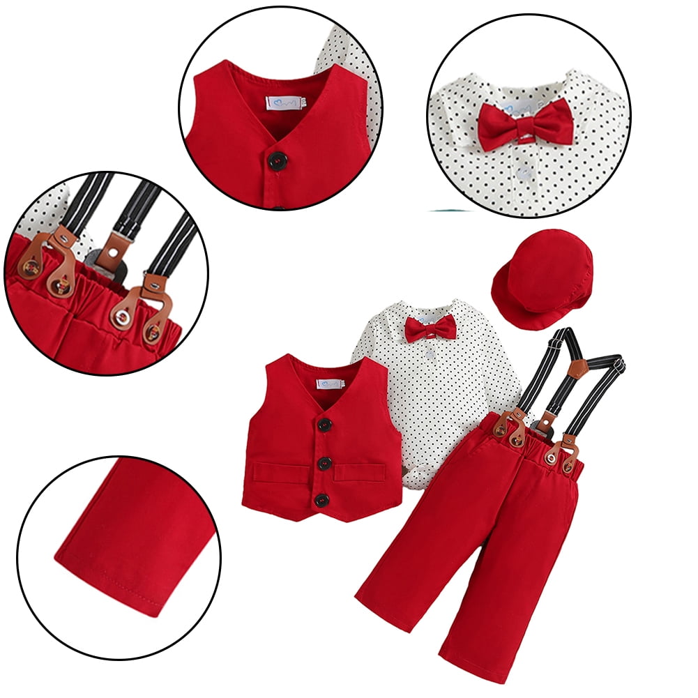 Godderr Four-Piece Infant Boy Formal Gentleman Clothes Outfit Baby ...