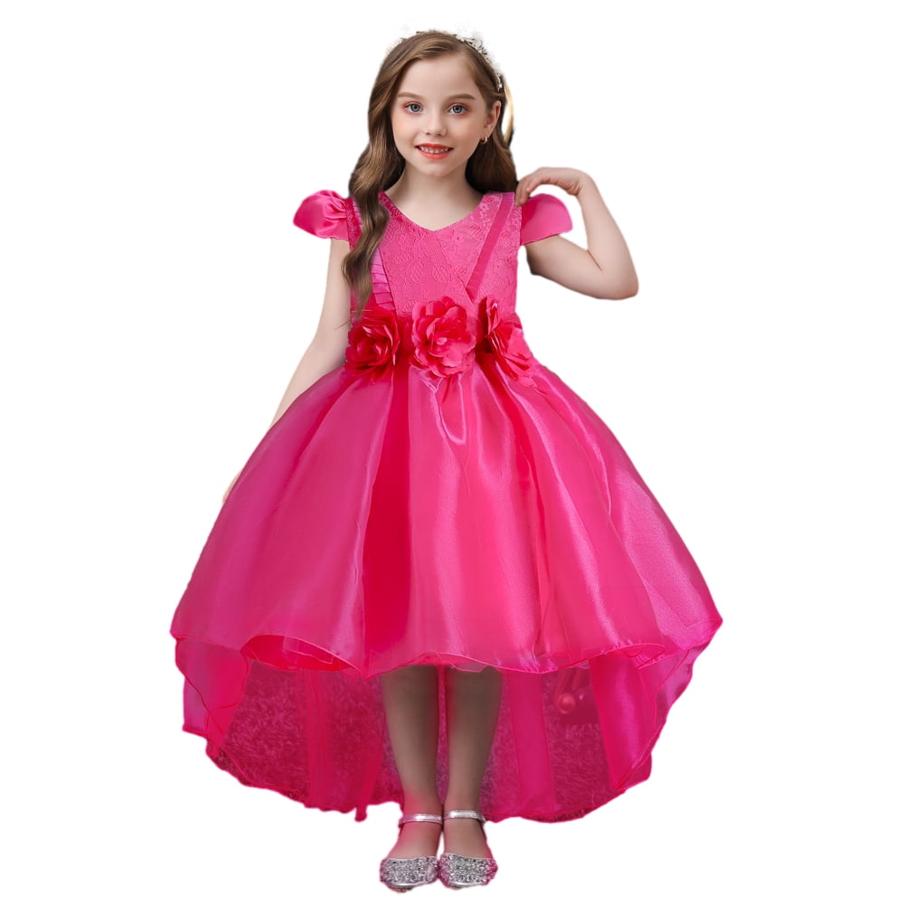 Godderr Girls Evening Tulle Dress with Train Tutu Birthday Party Outfit ...