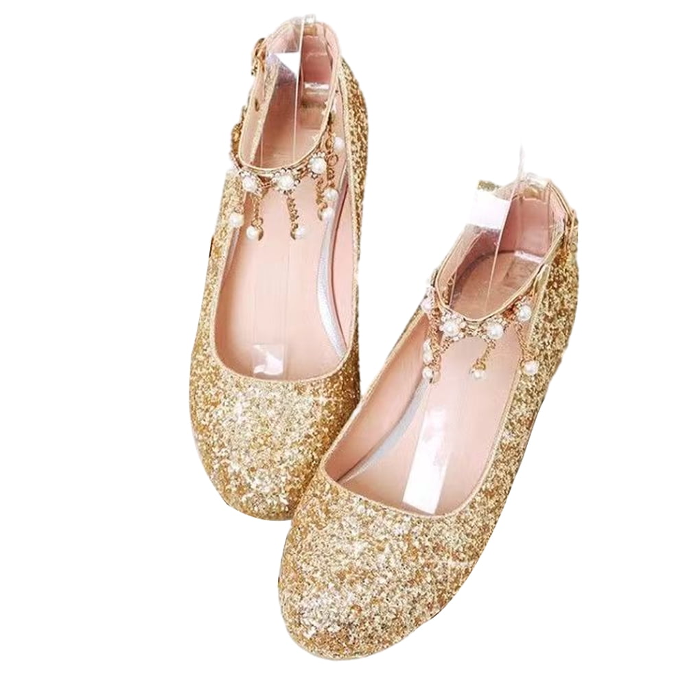 Godderr Girls Glitter Sequins Dress Shoes Princess Low Heels Party ...
