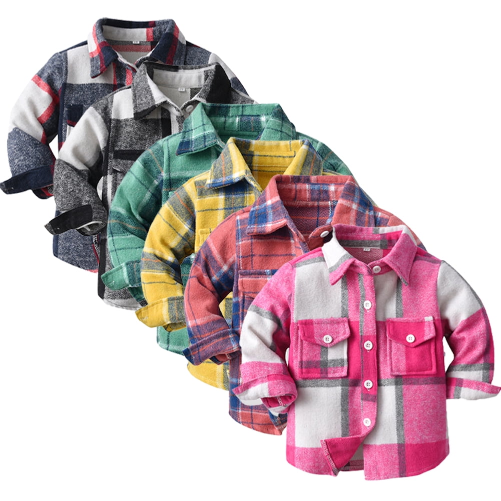 Godderr Girls Plaid Flannel Shirt Long Sleeve Button Checkered Shirt ...
